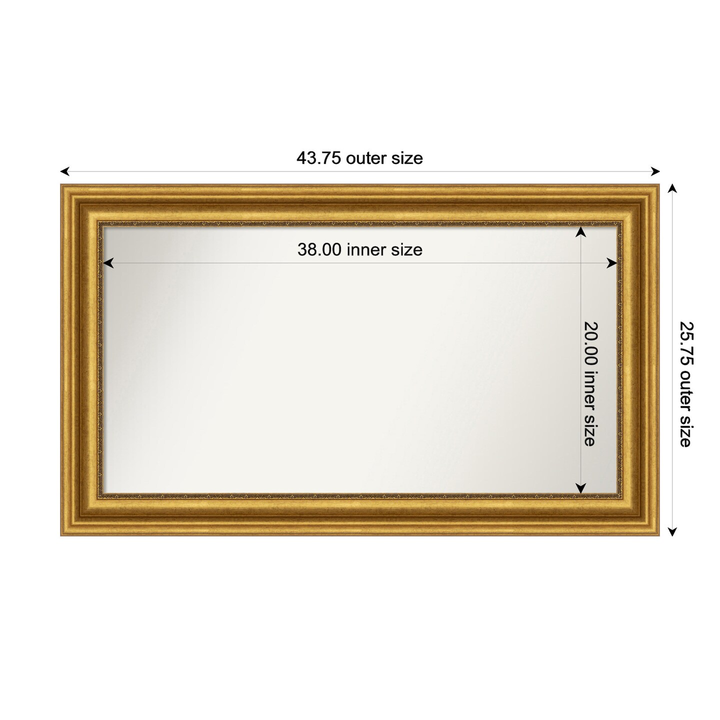 Parlor Gold Non-Beveled Custom Framed Bathroom Vanity Wall Mirror ...