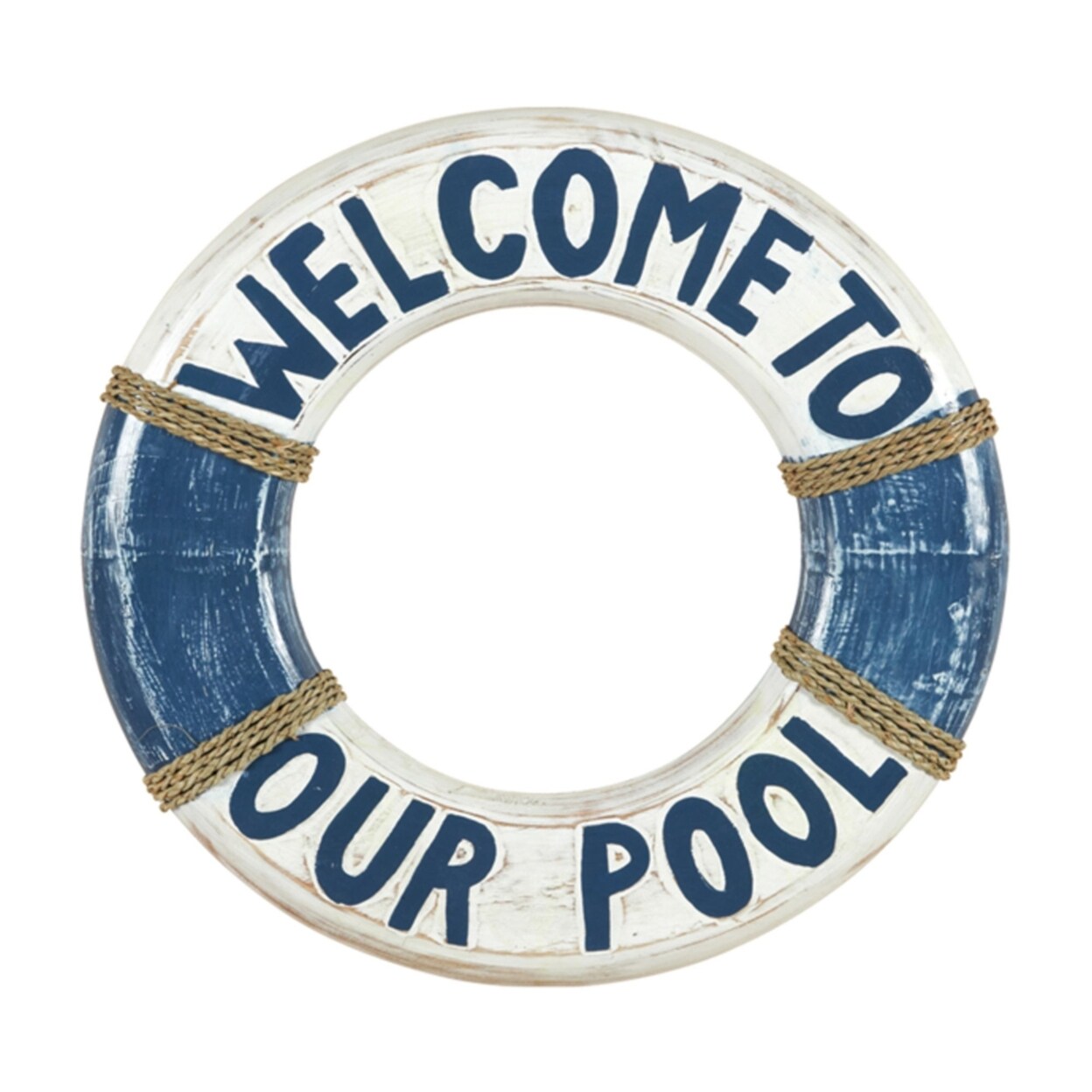 RAM Outdoor Decor Acacia Wood Welcome to Our Pool Life Ring Wall Sign ...