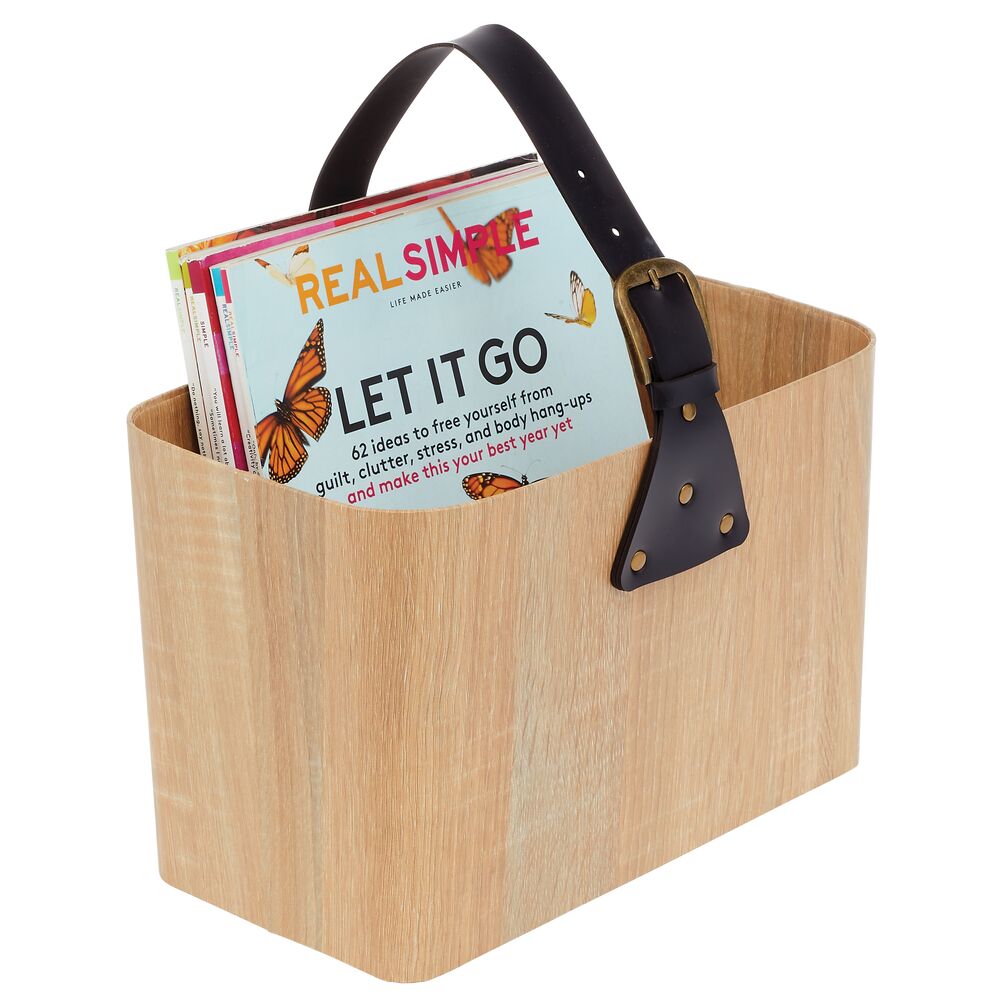 mDesign Rectangle Portable Basket with Attached Handle - Natural | Michaels