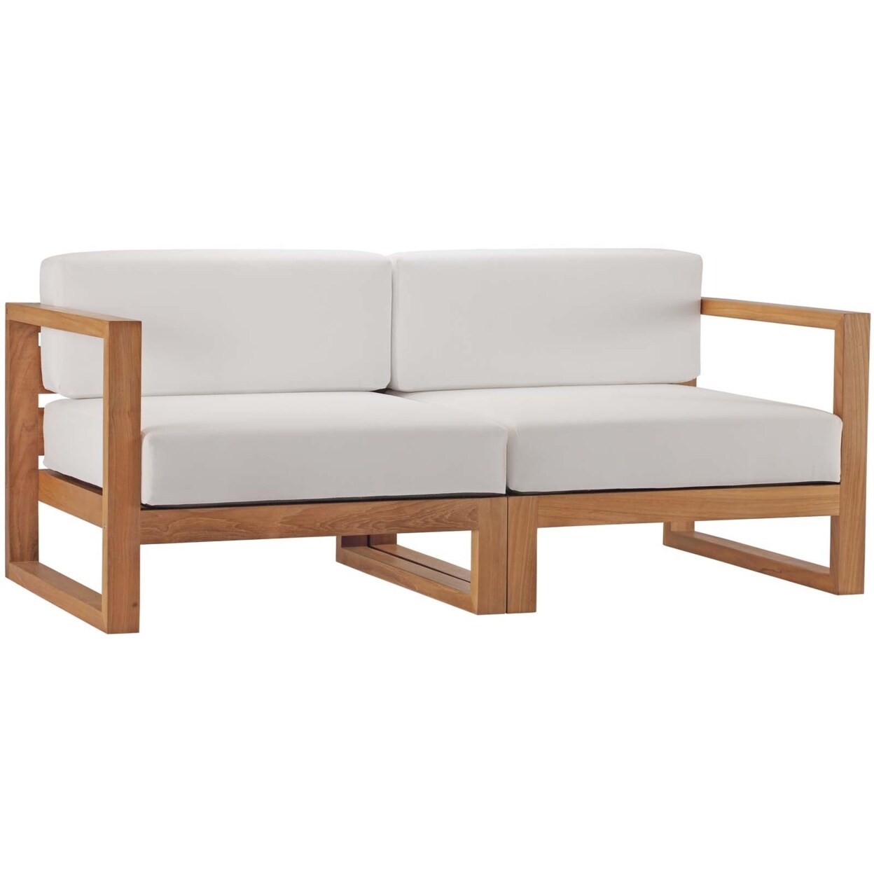Modway Upland Outdoor Patio Teak Wood 2-Piece Sectional Sofa Loveseat ...