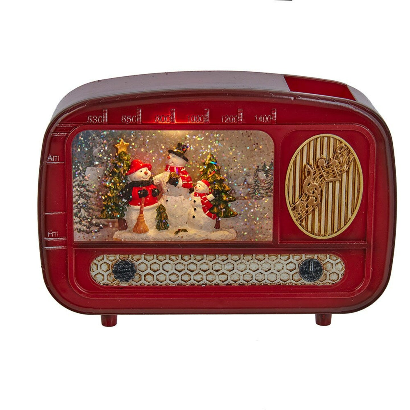 KSA 6" LED Lighted Snowman Family Radio Christmas Snow Globe Lantern ...