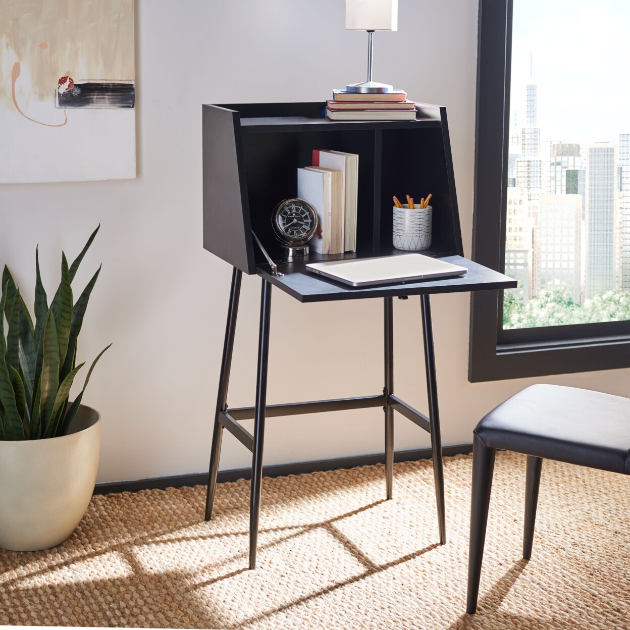 Safavieh Xander Modern Secretary Desk Black, Color: Black, Size: 47" x ...