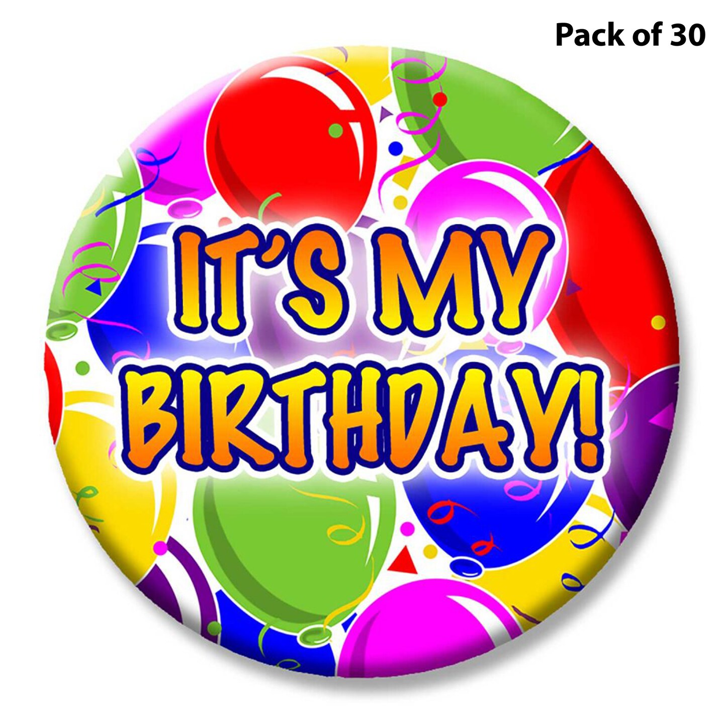 Balloon Party Themed Button | It's My Birthday | safety pin back 2 1/4 ...