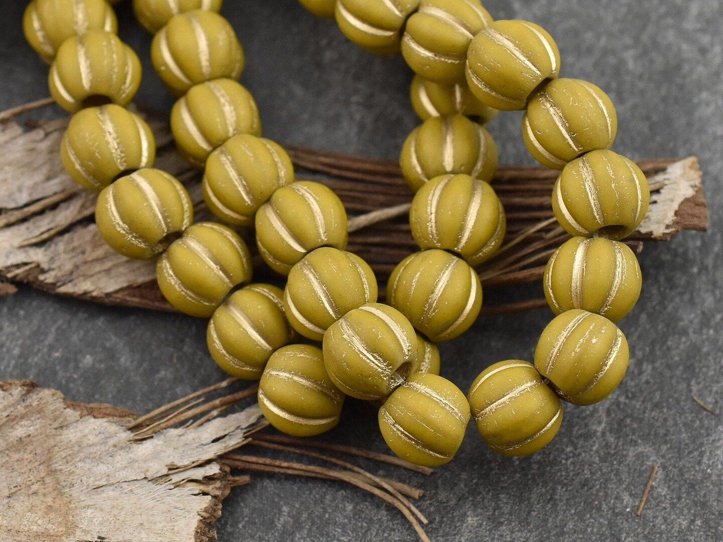 *20* 8mm Gold Washed Matte Yellow Gold Large Hole Melon Beads | Michaels