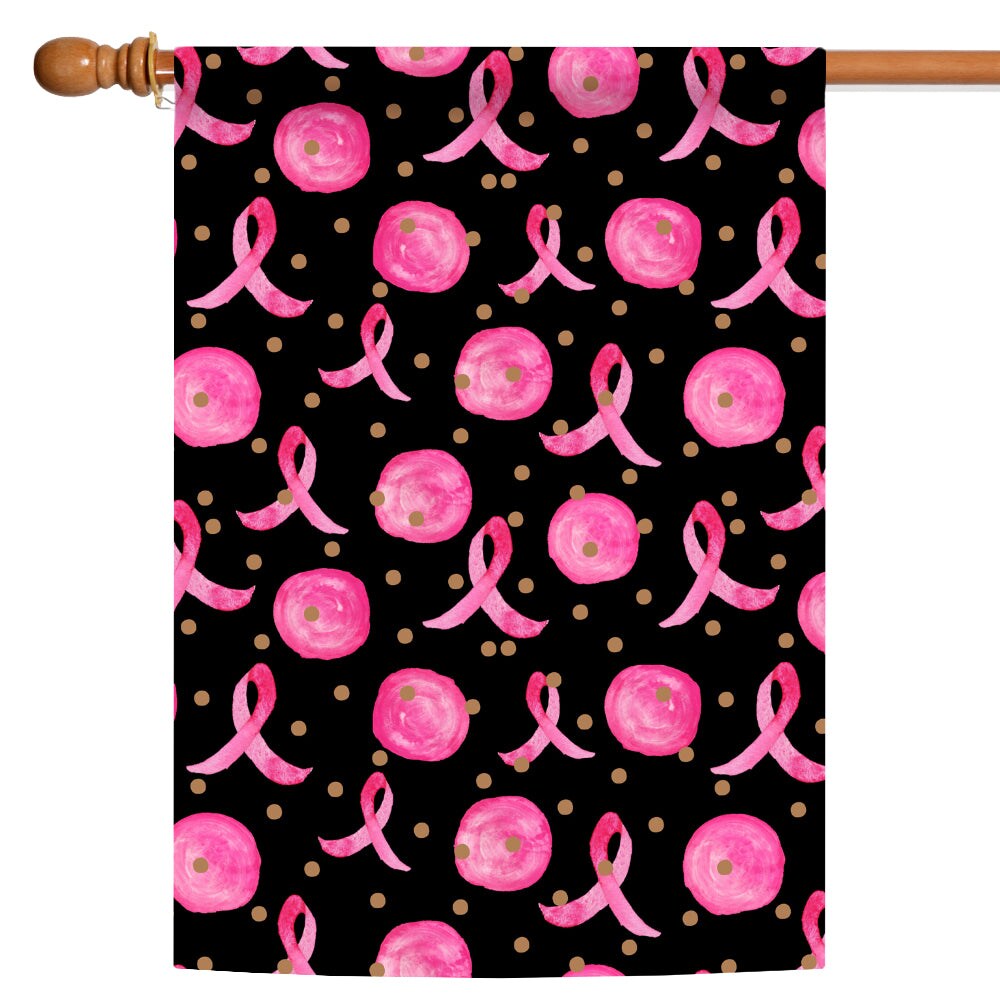 Pink Ribbon Polka Dot Decorative Breast Cancer Flag | Michaels