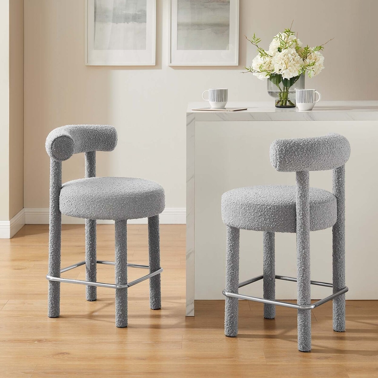 Modway Toulouse Boucle Fabric Counter Stool - Set of 2 | Michaels