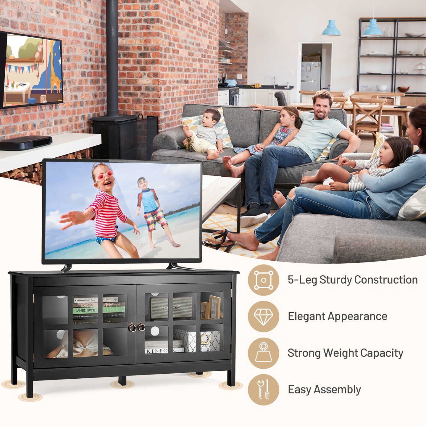 50 Inch Modern Wood Large TV Stand Entertainment Center for TV | Michaels