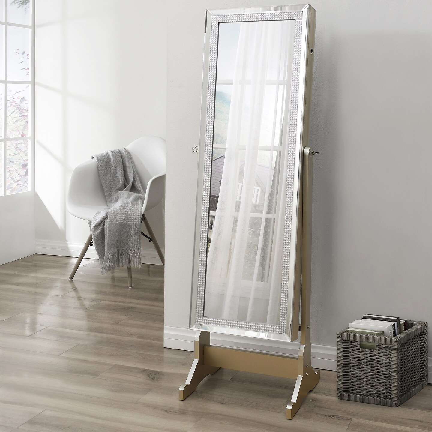 Standing mirror jewelry armoire store