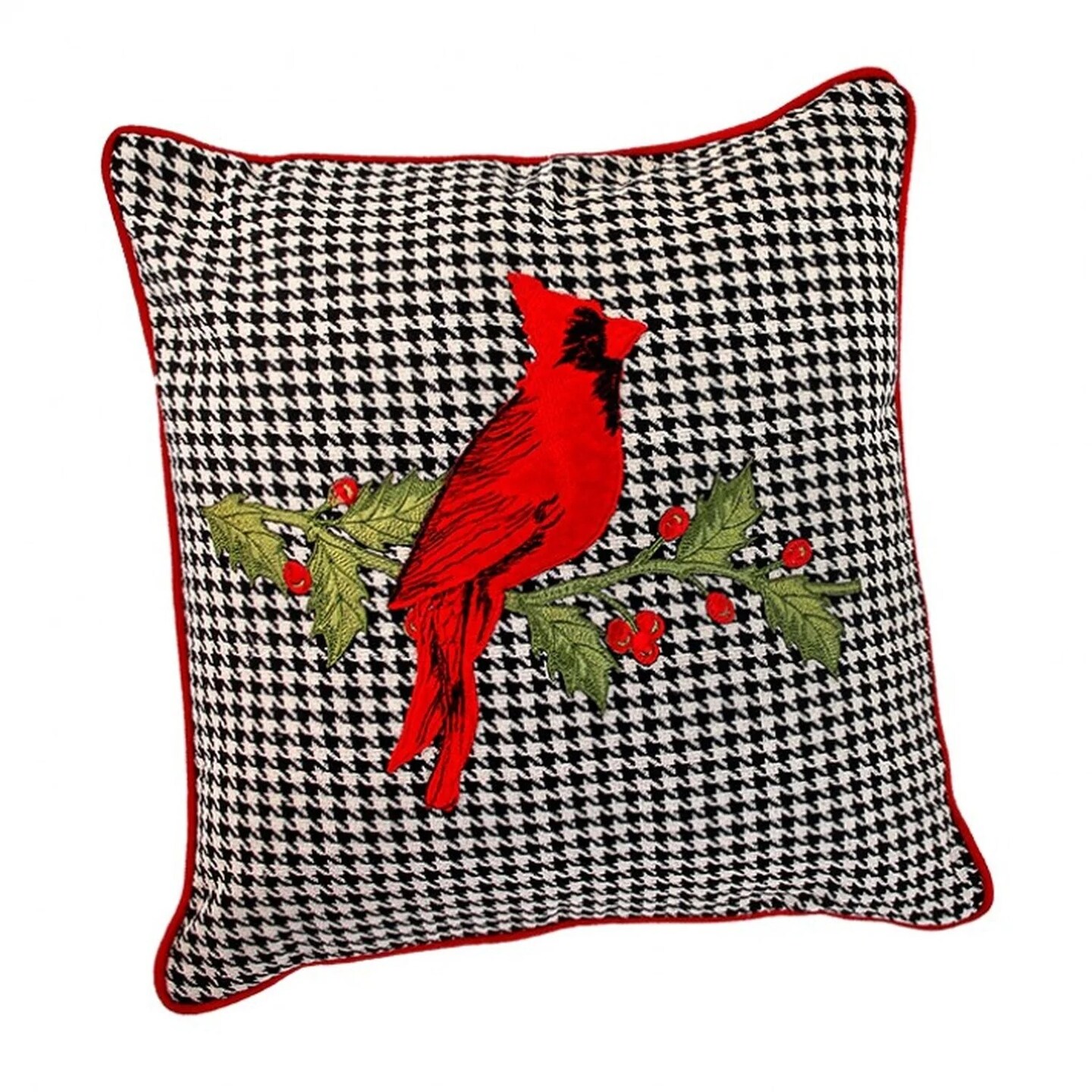 Contemporary Home Living 18" Red and Black Embroidered Cardinal ...