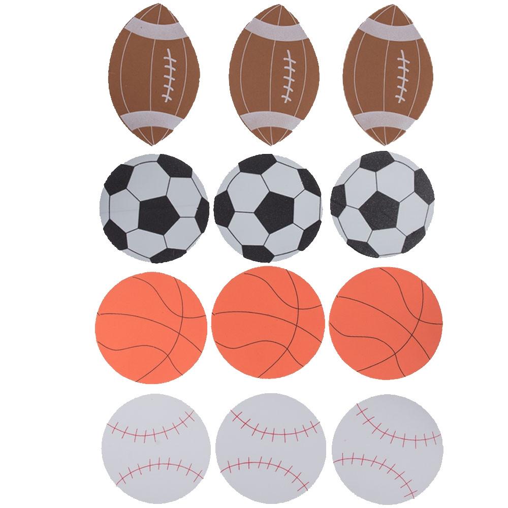 12 Foam Football, Baseball, Basketball, Soccer Ball Cutouts DIY Craft ...