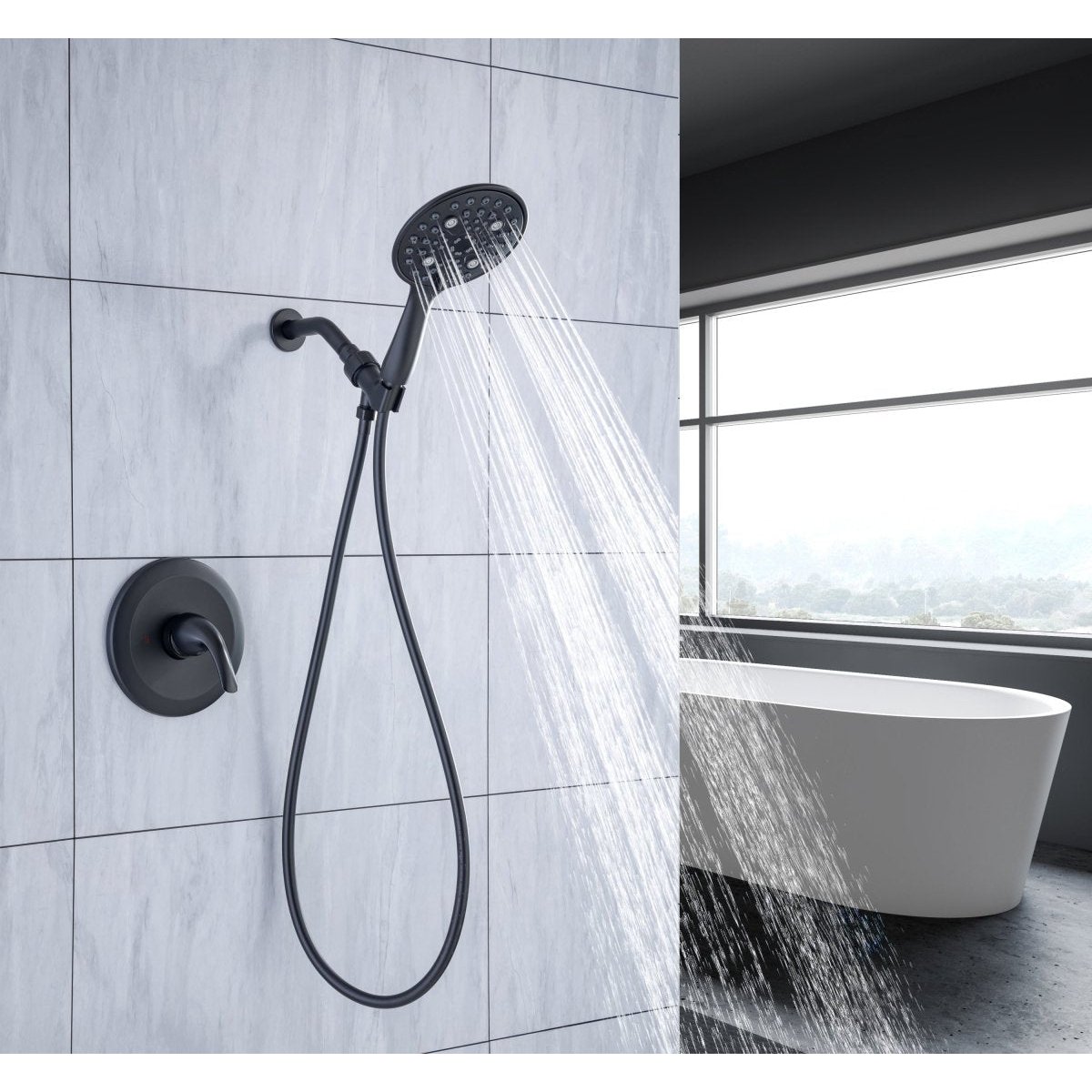 ExBriteUSA ExBrite 6 Inch Ceiling Mount Black Shower System Shower ...