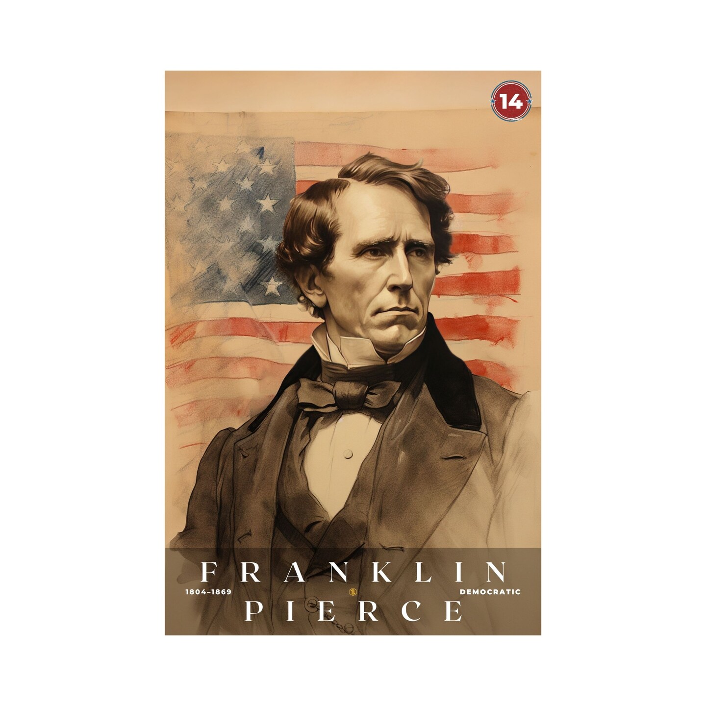 Franklin Pierce Poster, US President Print, Office Poster, Home Decor ...
