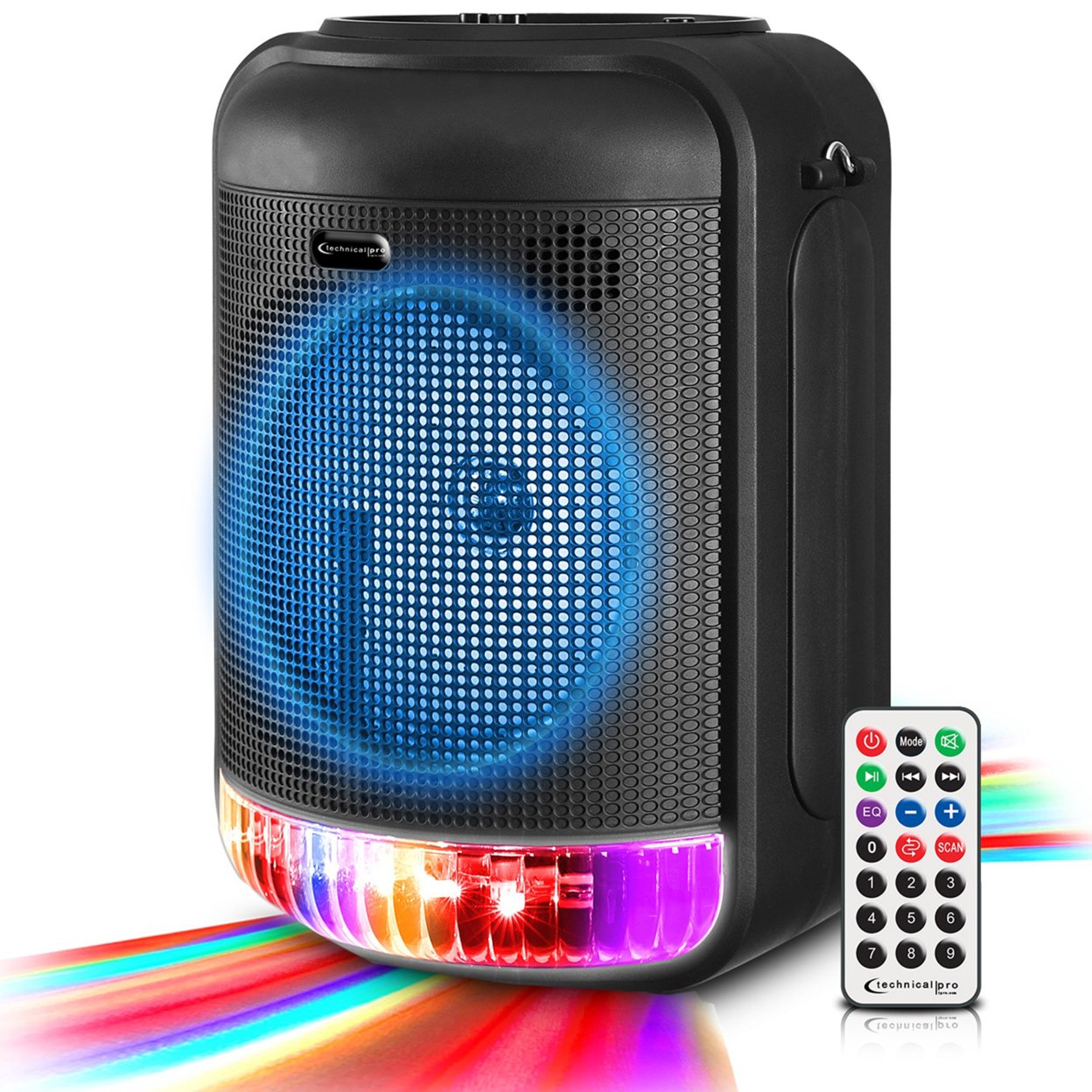 Technical Pro 600 Watts Rechargeable 8" Bluetooth Led Speaker With Usb ...
