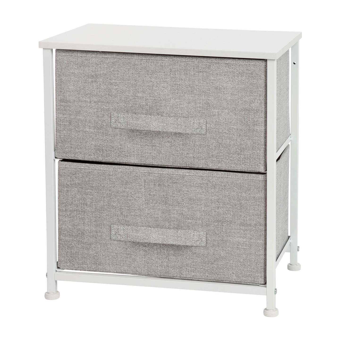 Emma and Oliver 2 Drawer Storage Stand with Wood Top & Dark Fabric Pull ...
