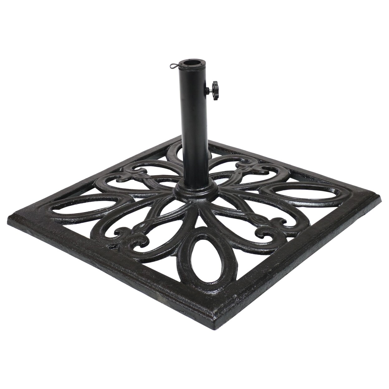 Sunnydaze 22 In Geometric Cast Iron Square Patio Umbrella Base - Black ...