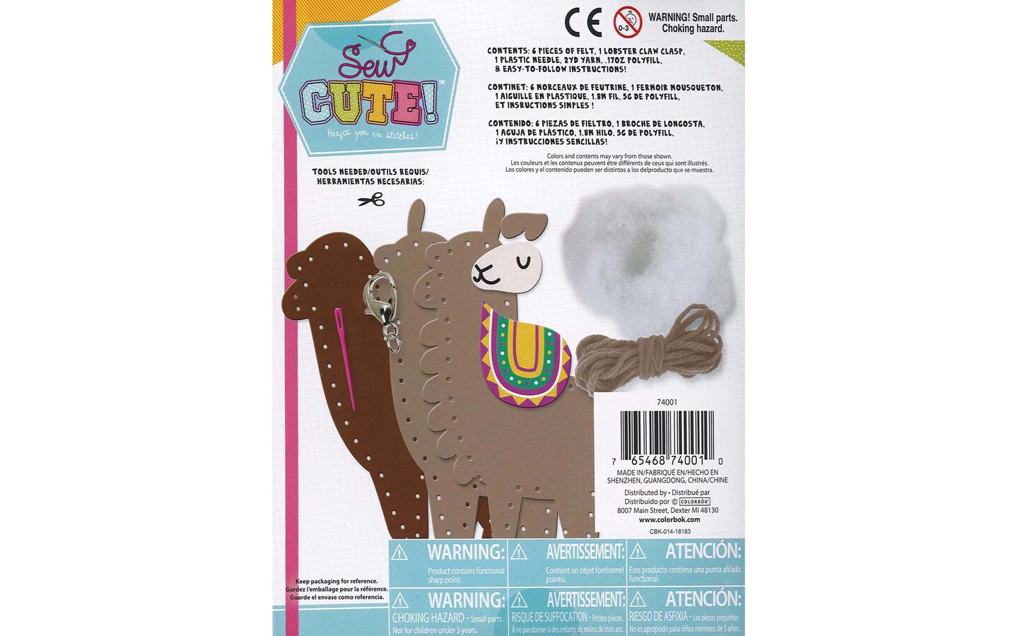 Colorbok Sew Cute Kit Backpack Clip Llama | Michaels
