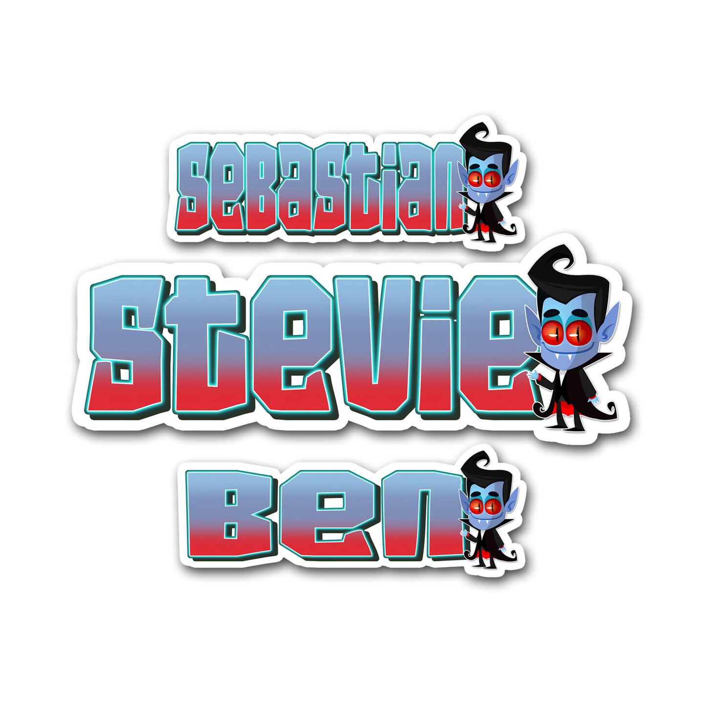 Vampire Sticker, Custom Text Decal, Halloween Treat Tag, Vinyl Name ...