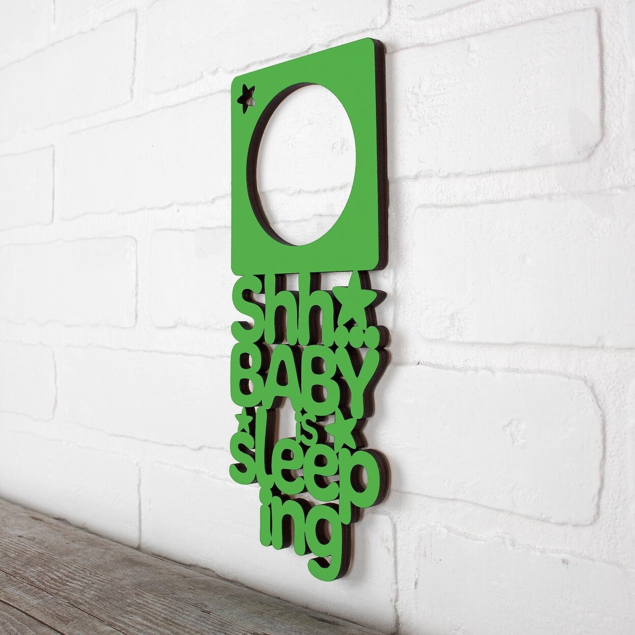 Spunky Fluff Shhh... The Baby Is Sleeping Wood Nursery Door Hanger Sign ...