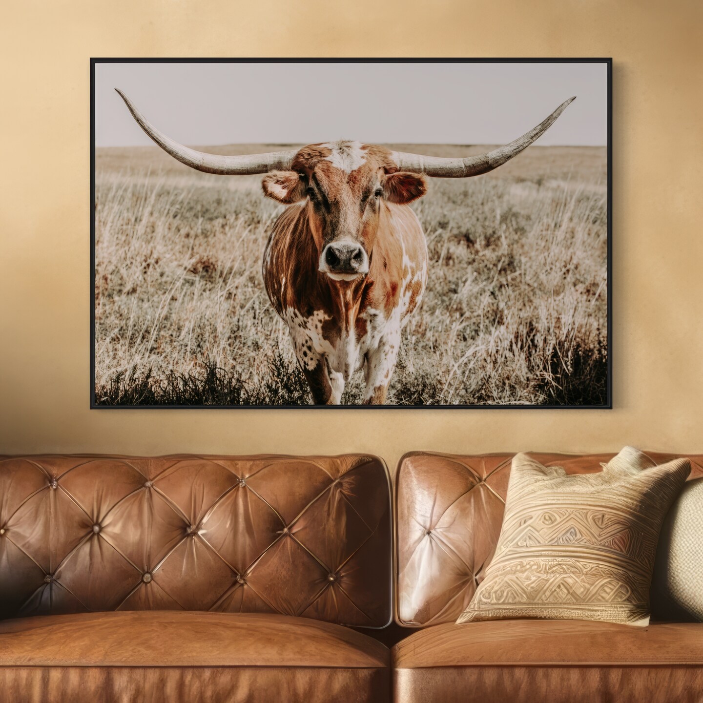 Longhorn Wall Art - Texas Longhorn Canvas - Cow Canvas Print - Large ...