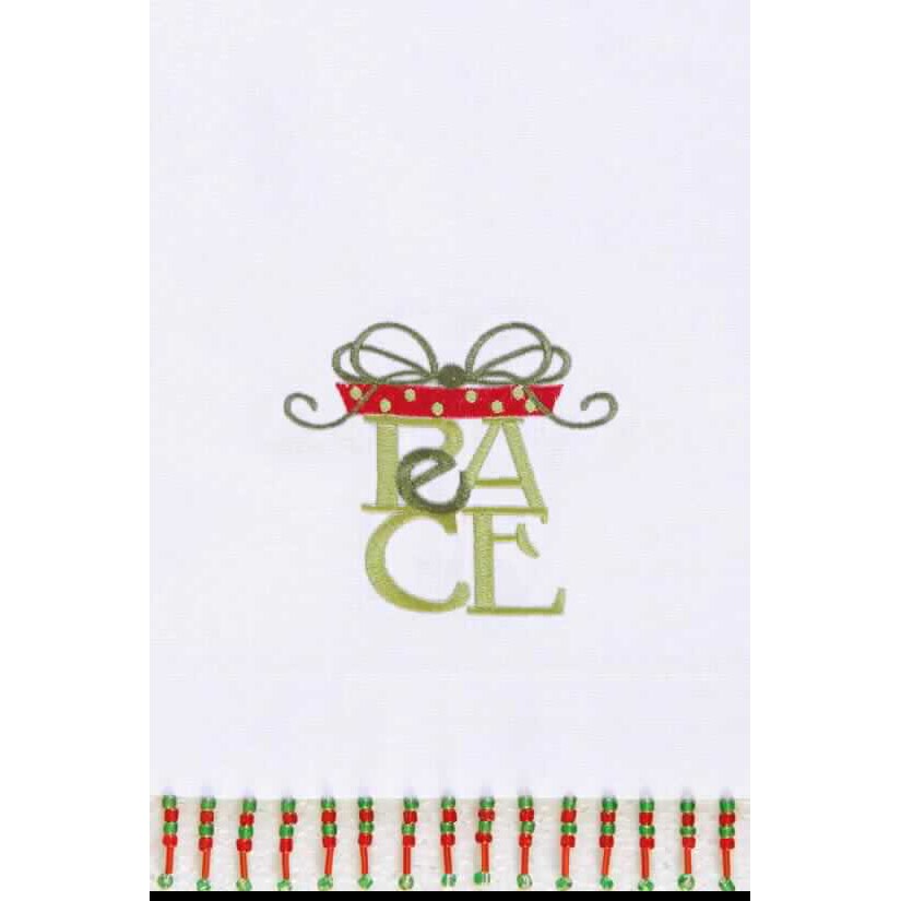 Peace Christmas Embroidered Cotton Beaded Guest Towel | Michaels