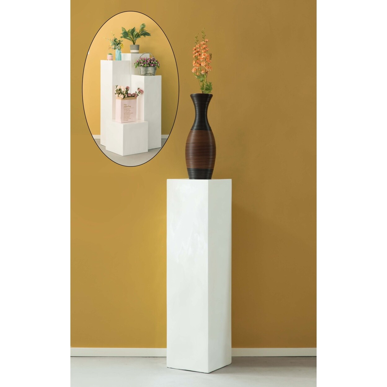 White Flower Stand Cube Decorative Pedestal Modern Display 16-51 Inch ...