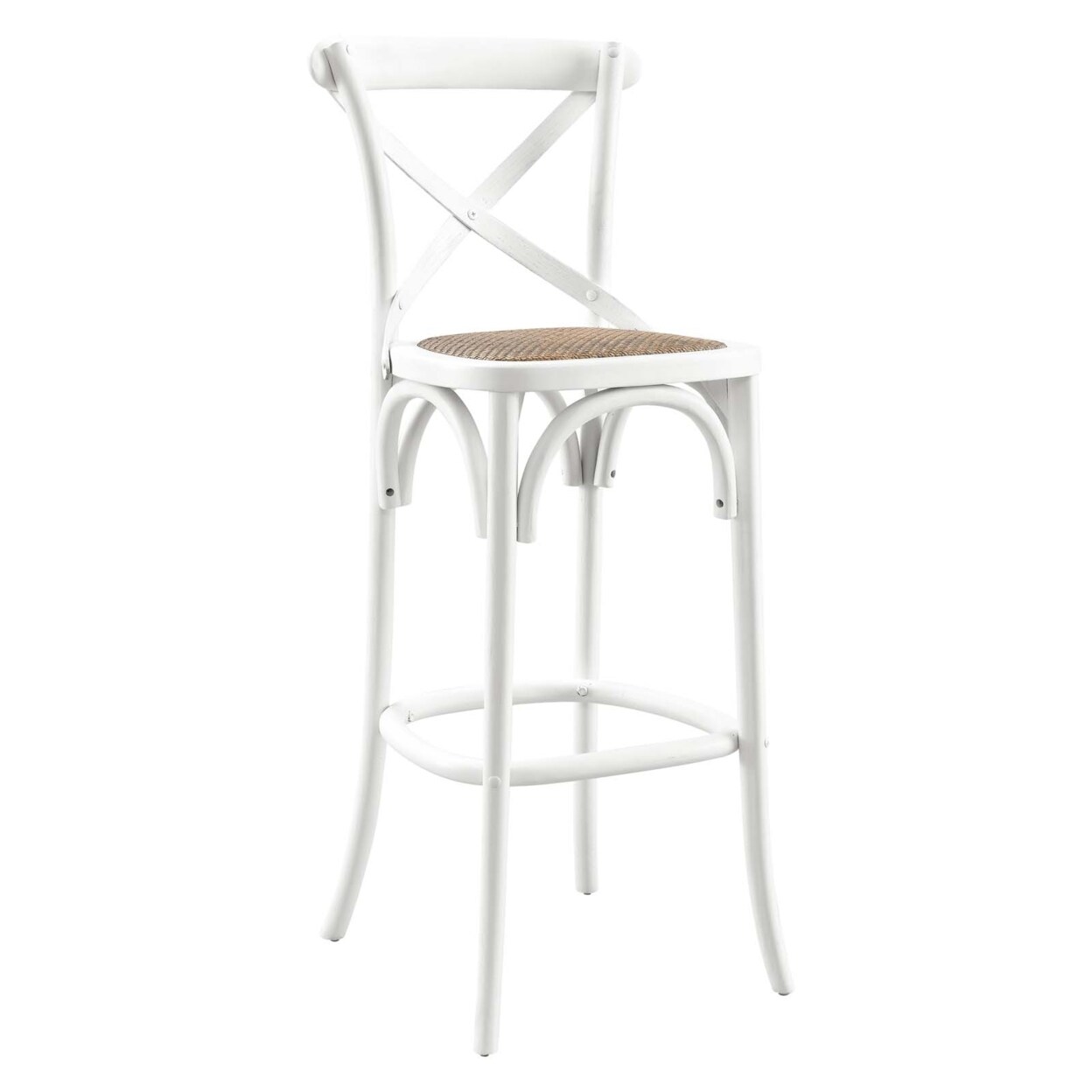 Modway Furniture Wooden Farmhouse Bar Stool with X Brace Back and Woven ...