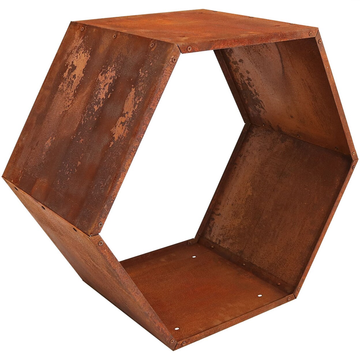Sunnydaze 30 in Hexagon Rustic Honeycomb Firewood Log Rack - Rust ...