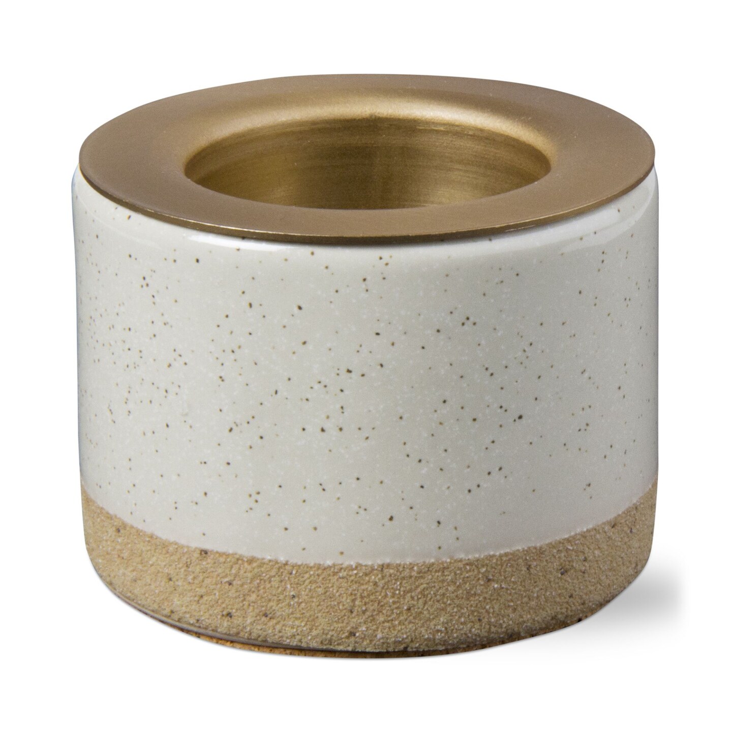 Glazed Ivory Stoneware Taper Tealight Candle Holder, 2.5L x 2.5W x 1.95H inches | Michaels