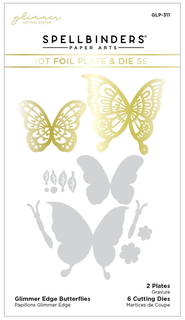 Spellbinders Glimmer Hot Foil Plate & Die-Glimmer Edge Butterflies ...