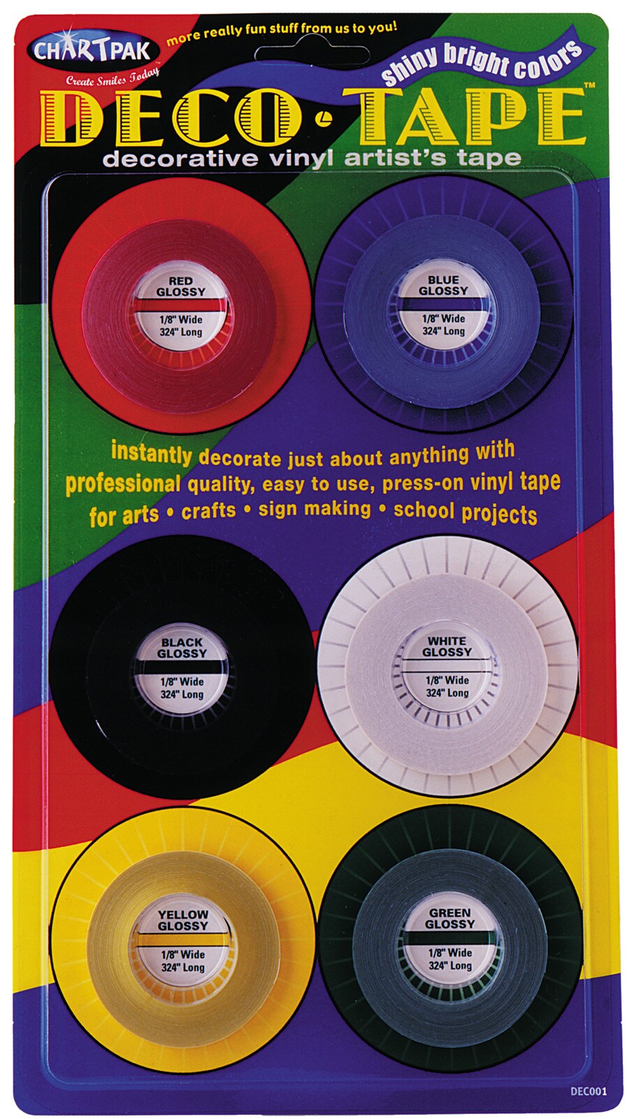 Chartpak Deco Tape, Primary Colors Set, 6-Colors | Michaels