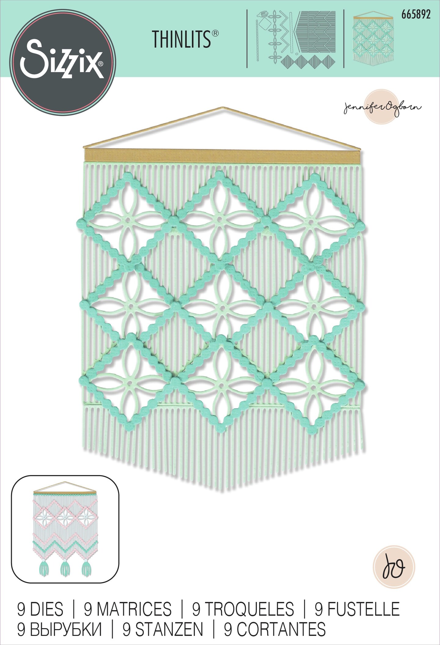 Sizzix Thinlits Dies By Jennifer Ogborn 9/Pkg-Macrame Card Front | Michaels