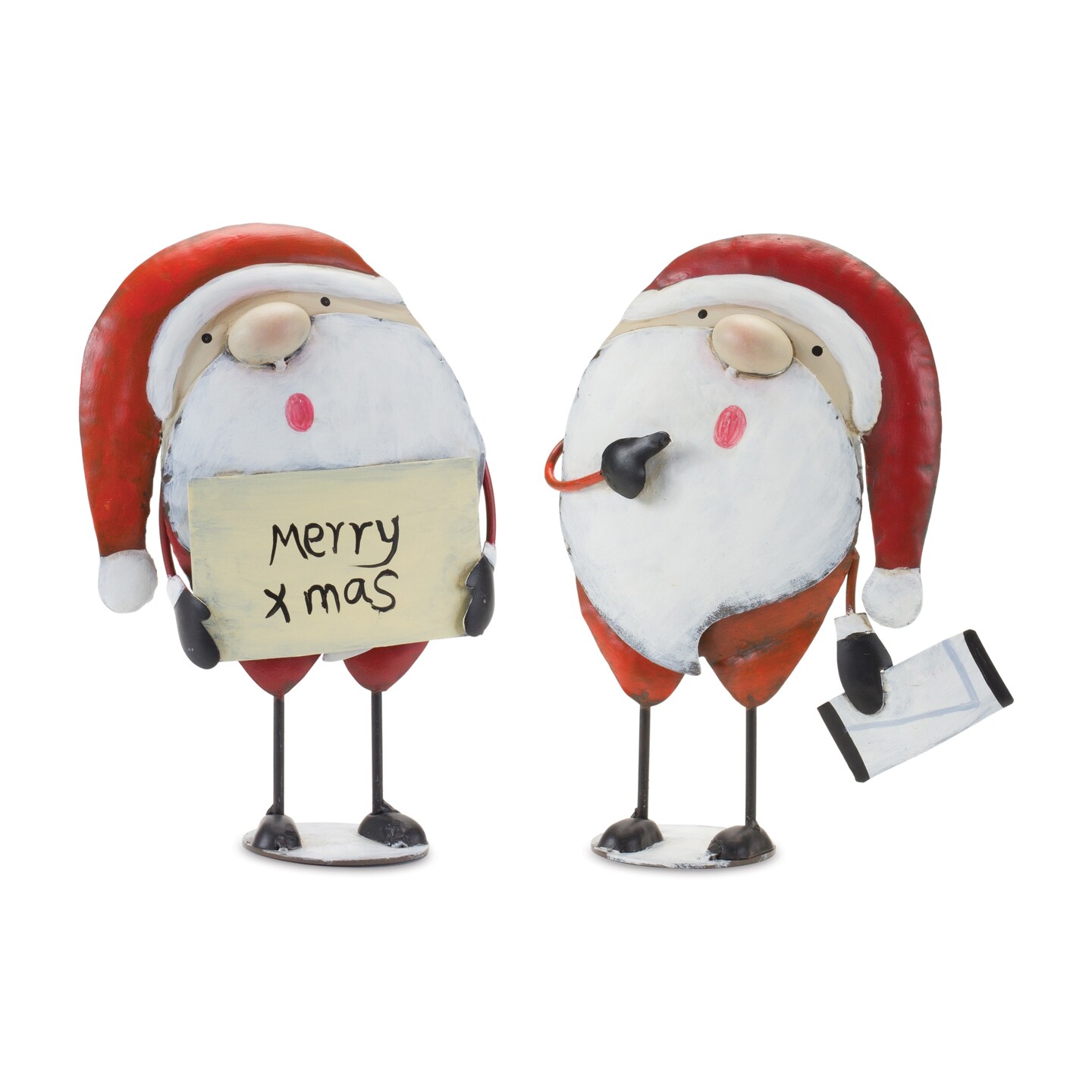 Melrose Set of 2 Red and White Singing Santa Tabletop Decorations 8.5 ...