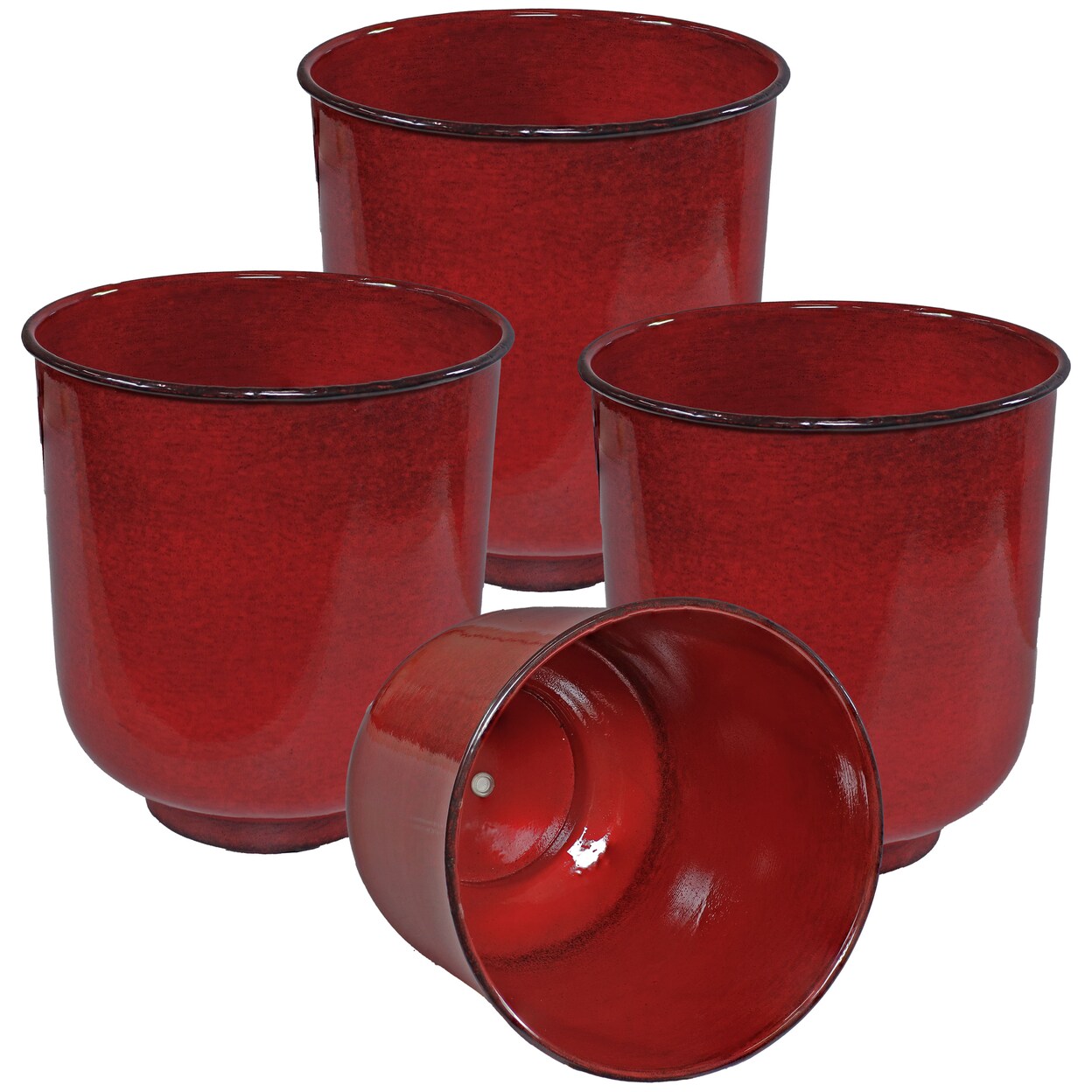 Sunnydaze Vivian Metal Planter - 11 In - Ruby Glaze - Set Of 4 | Michaels