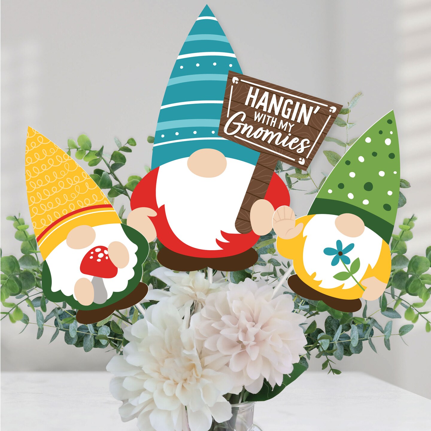 Big Dot of Happiness Garden Gnomes - Forest Gnome Party Centerpiece ...