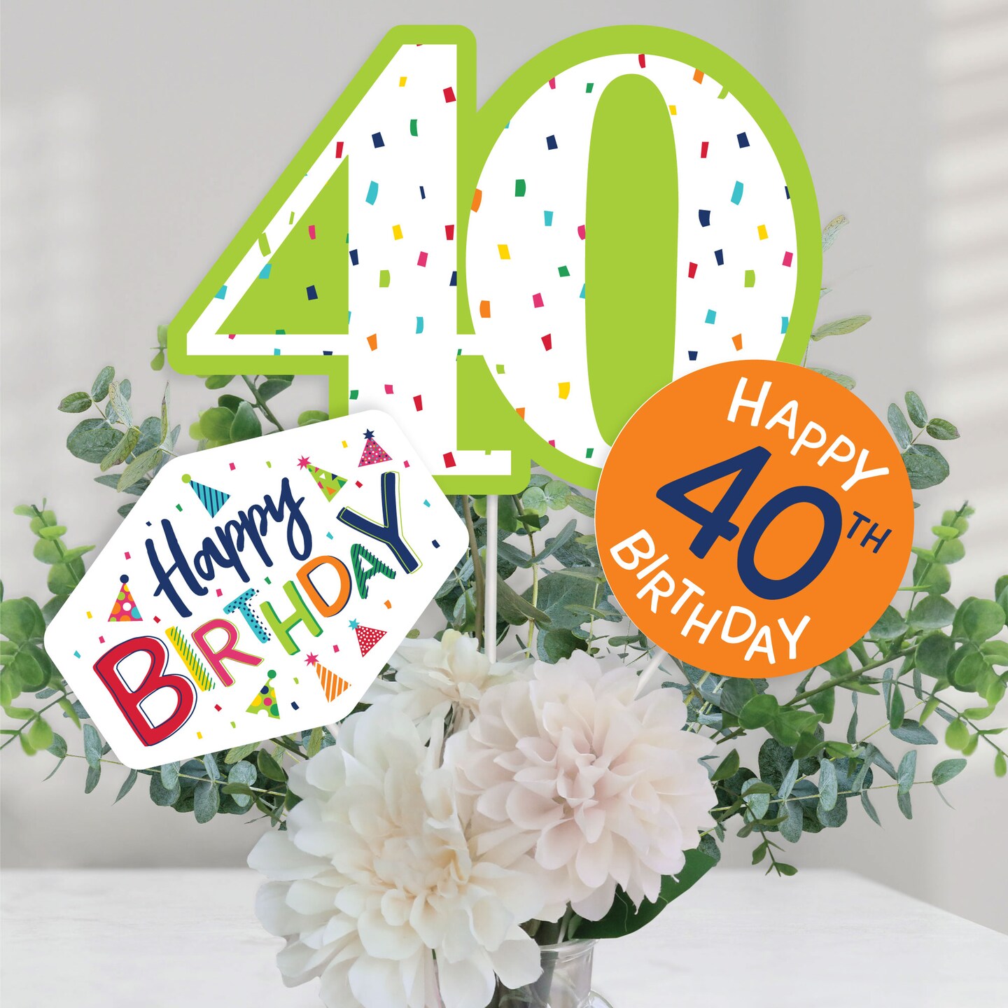 Big Dot of Happiness 40th Birthday - Cheerful Happy Birthday - Colorful ...