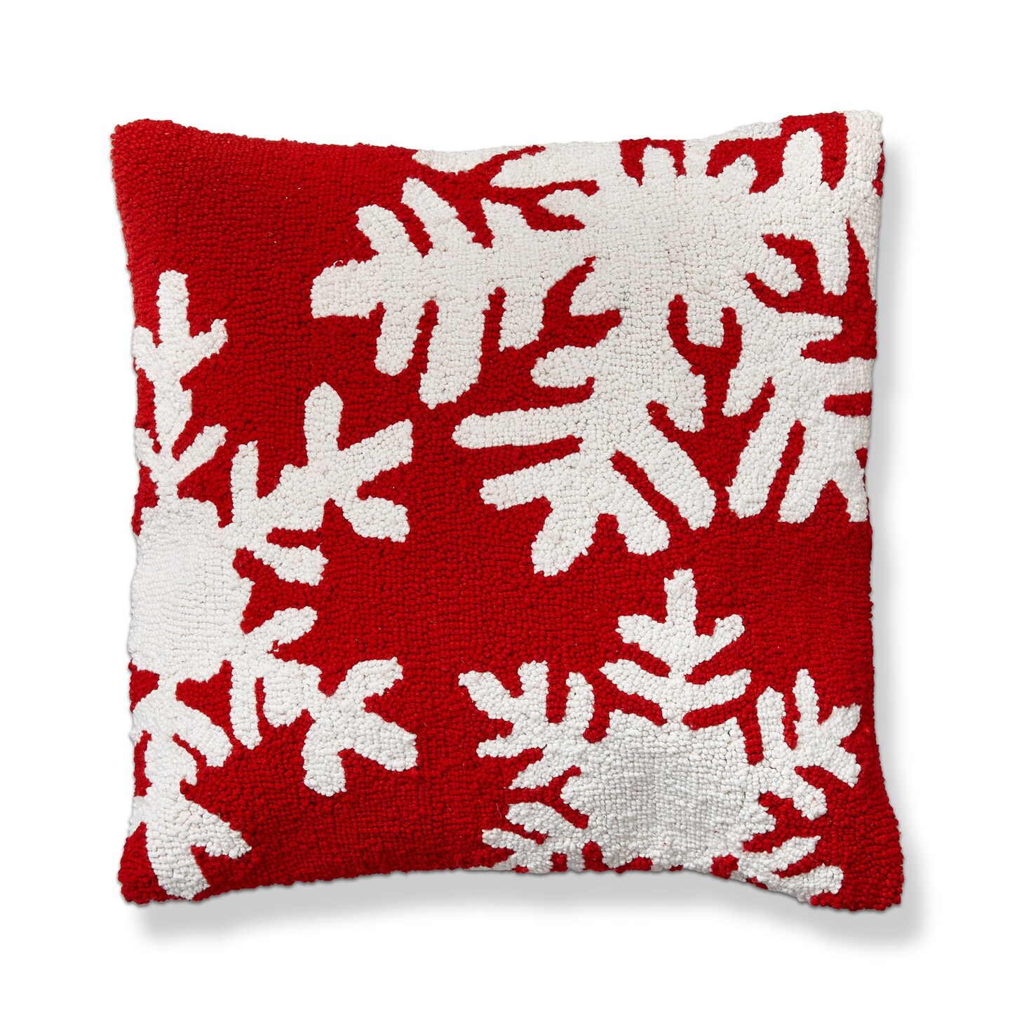 16"x 16" Christmas Red Snowflake Needle Tufted Cotton Accent Decorative ...