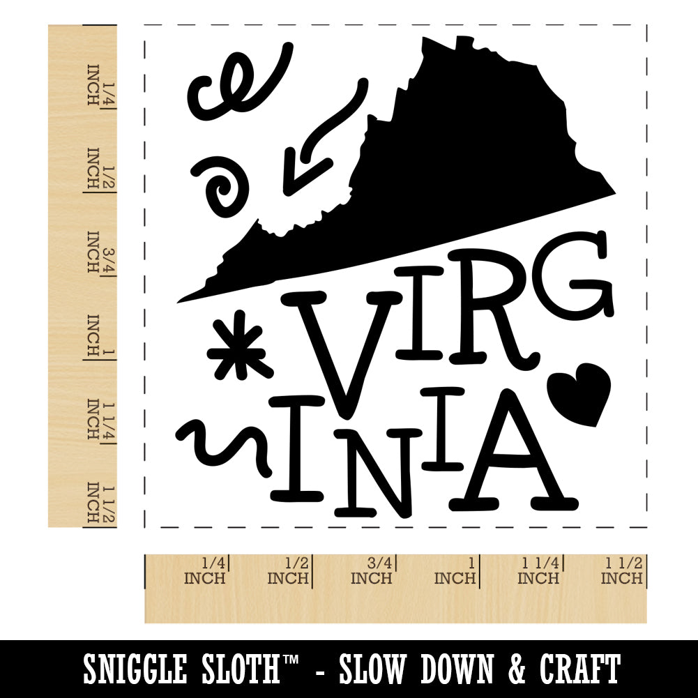 Virginia State with Text Swirls Self-Inking Rubber Stamp Ink Stamper ...
