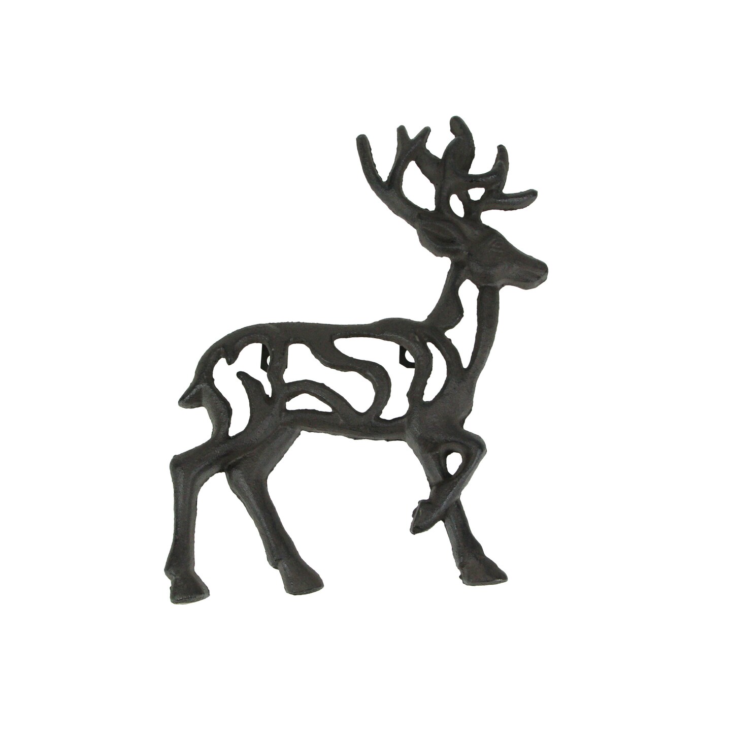 Rustic Brown Cast Iron Open Work Deer Wall Hanging 11.5 Inches High ...