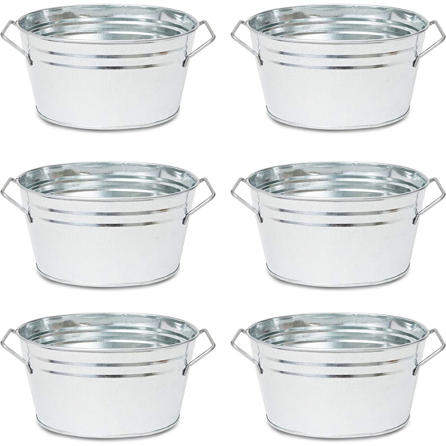 6 Pack Small Galvanized Buckets With Handles Oval Metal Pails For 6 Pack Small Galvanized Buckets With Handles Oval Metal Pails For