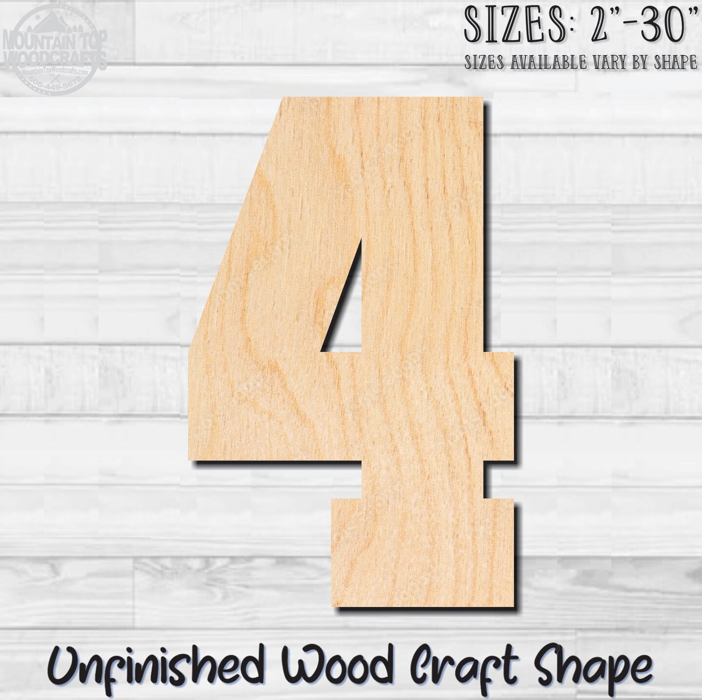 Varsity Number 4 Sports Unfinished Wood Shape Blank Laser Engraved ...