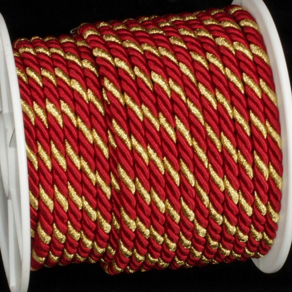 The Ribbon People Burgundy Red and Gold Braided Cording Wired Craft ...