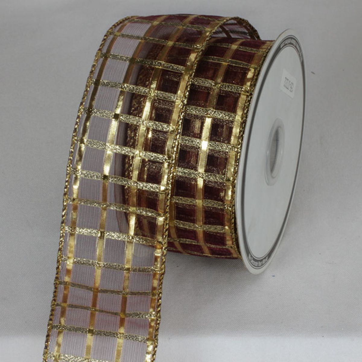 The Ribbon People Burgundy Red and Gold Checkered Wired Craft Ribbon 2 ...