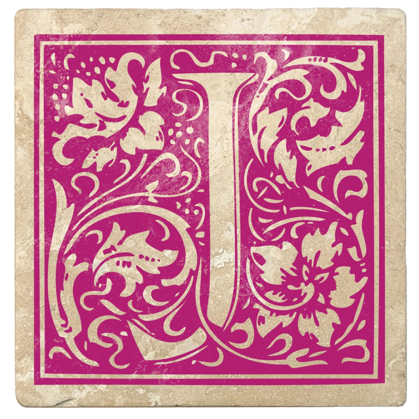 Christmas by Krebs 4pc Ivory and Tutti Frutti Pink Alphabet "J" Square ...