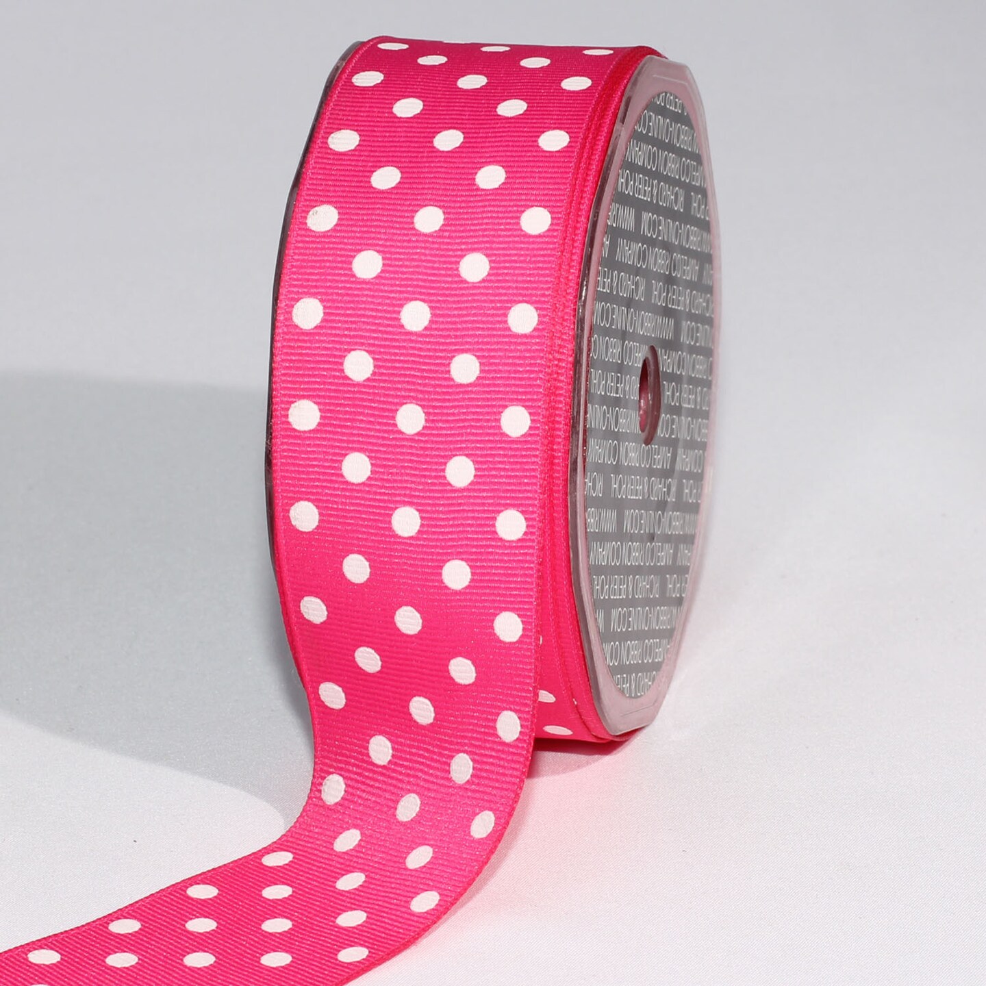 The Ribbon People Fuchsia Pink and White Polka Dotted Grosgrain Craft ...