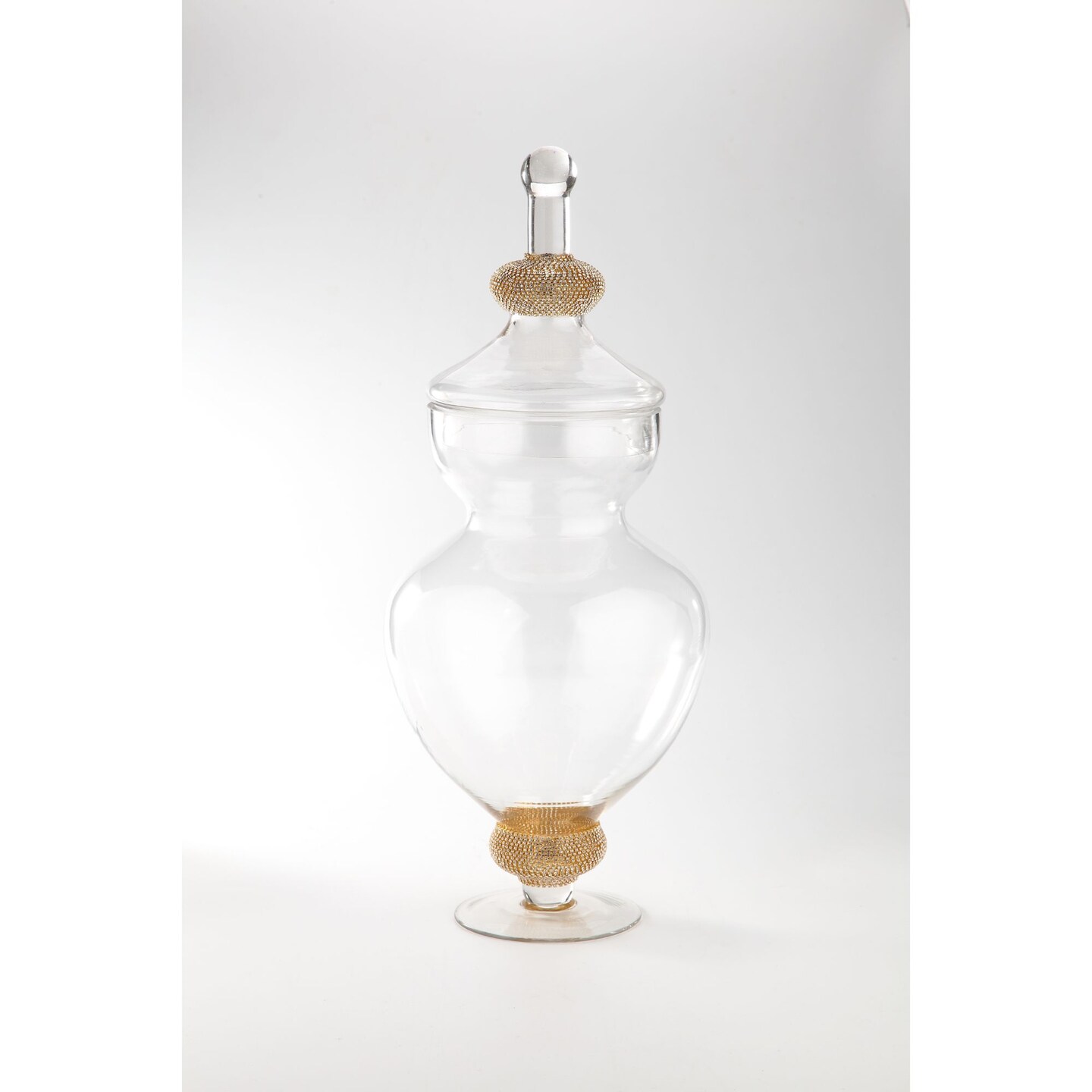 CC Home Furnishings 22" Unique Clear and Gold Kitchen Dish Jar with ...