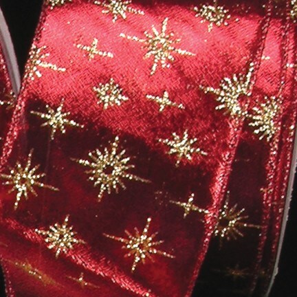 The Ribbon People Red and Gold Glittered Star Lame Wired Christmas ...