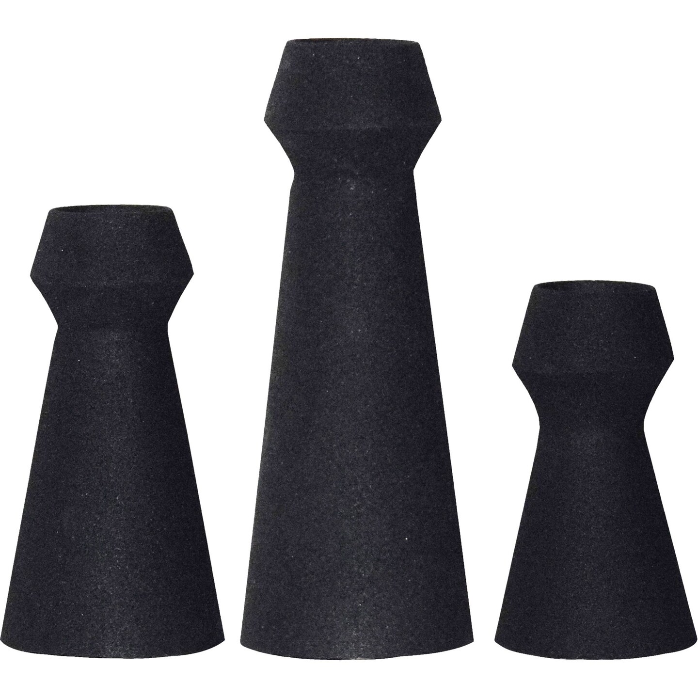 Signature Home Collection Set of 3 Matte Black Contemporary Textured ...