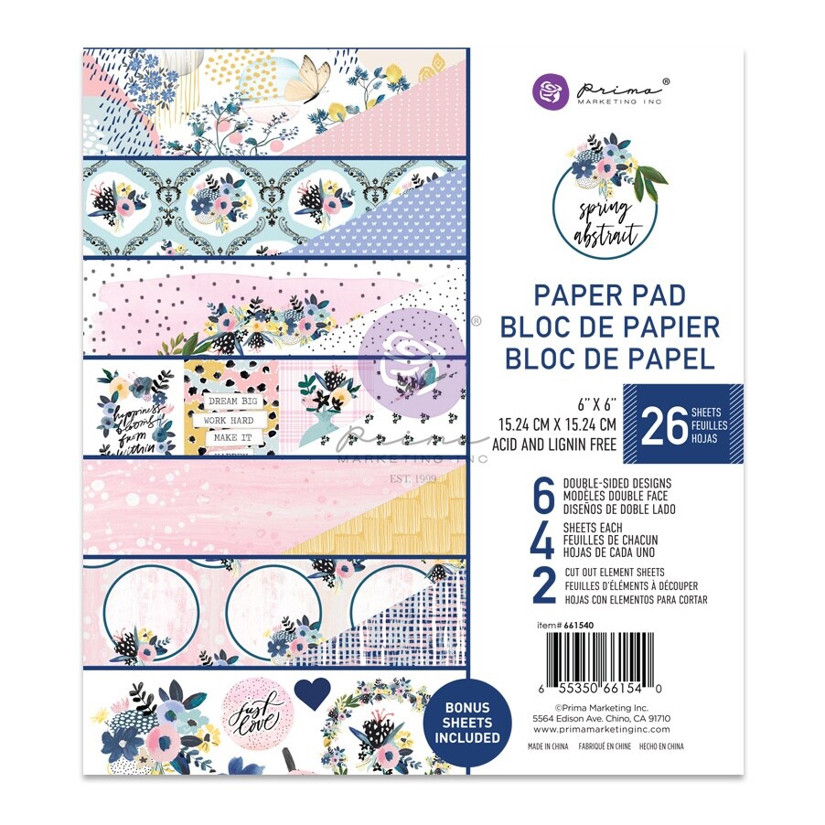 Prima Marketing Double-Sided Paper Pad 6"X6" 26/Pkg-Spring Abstract ...