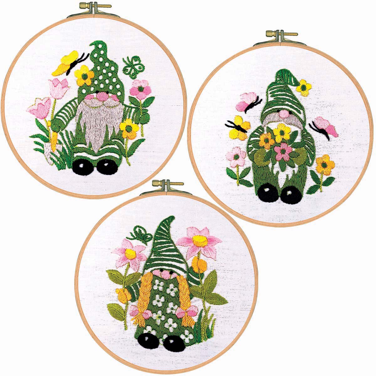 Craftways Green Gnome Hoop Set Stamped Embroidery | Michaels