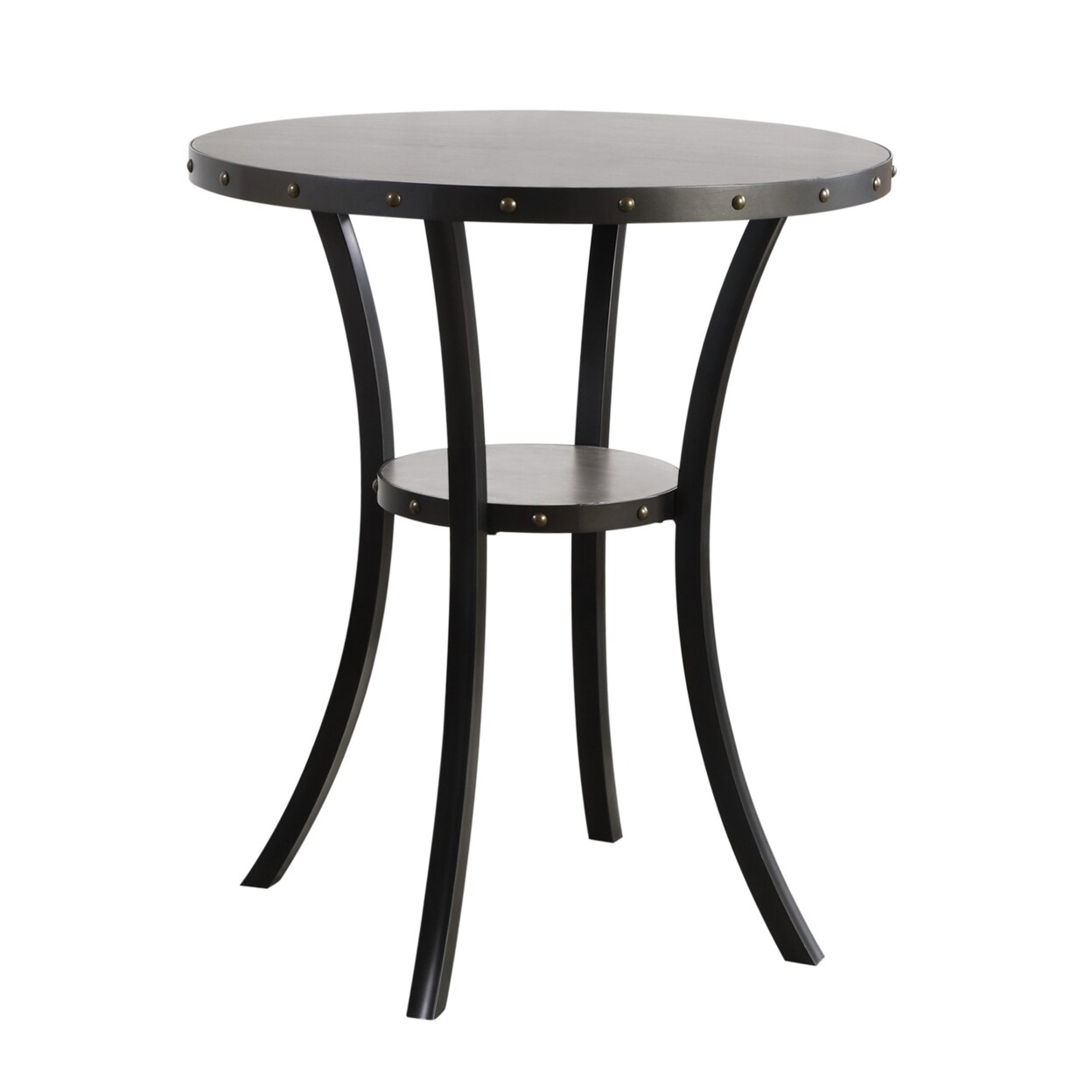 Saltoro Sherpi 36 Inch Round Wood Bar Table with Flared Legs, Gray ...